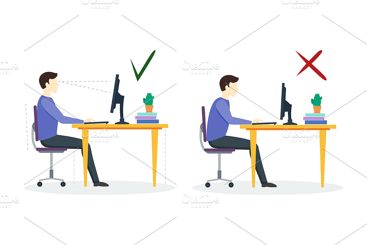 Correct Sitting Position, an Education Illustration by Bigmouse_art
