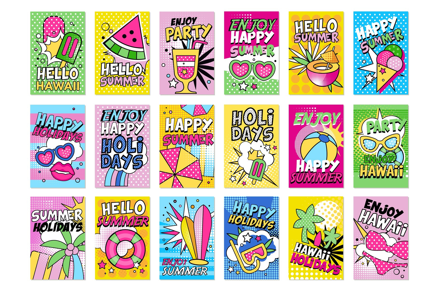 Summer poster set, Hello summer, a Decorative Illustration by TopVectors