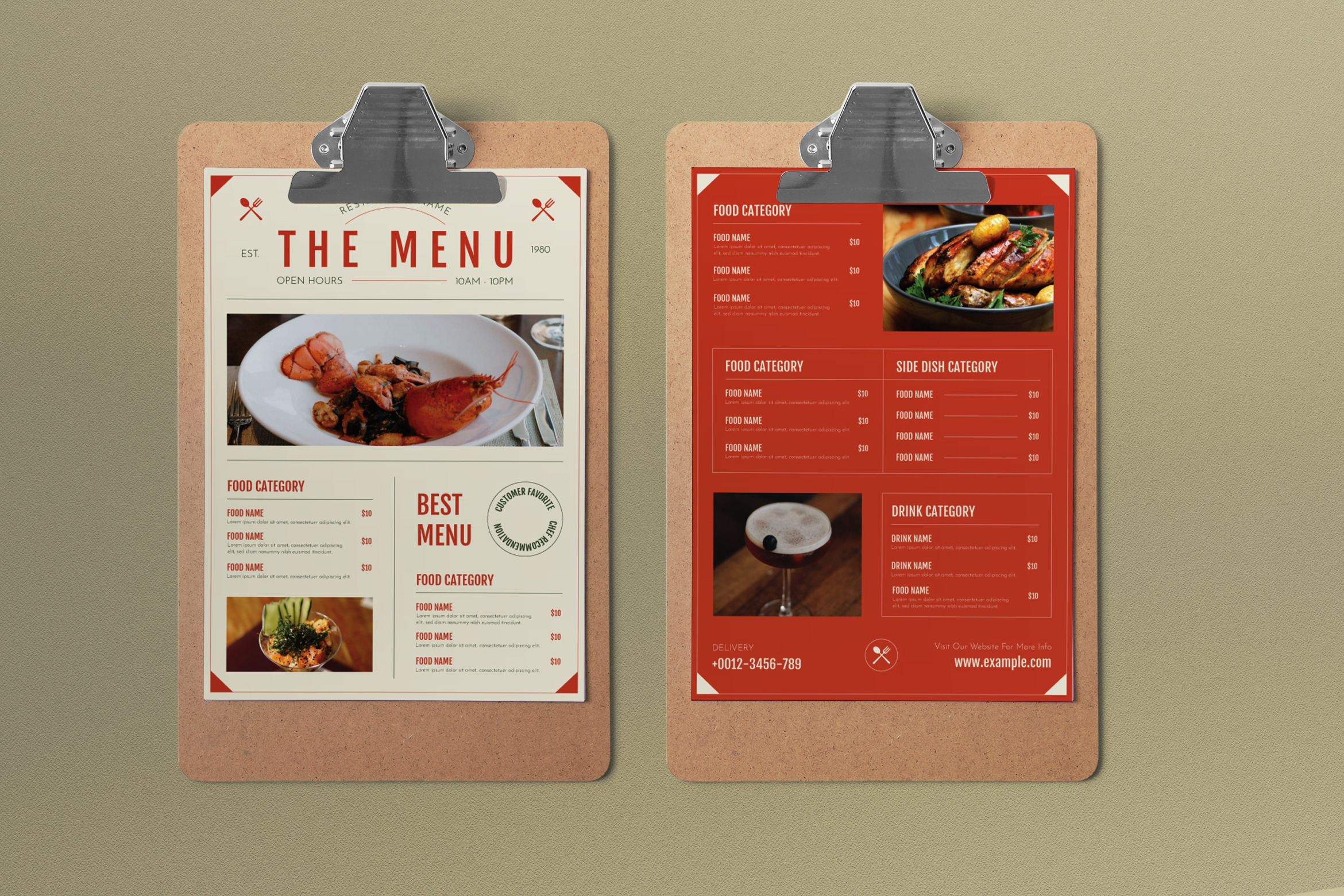 Minimalist Restaurant Food Menu, a Flyer Template by graphicook