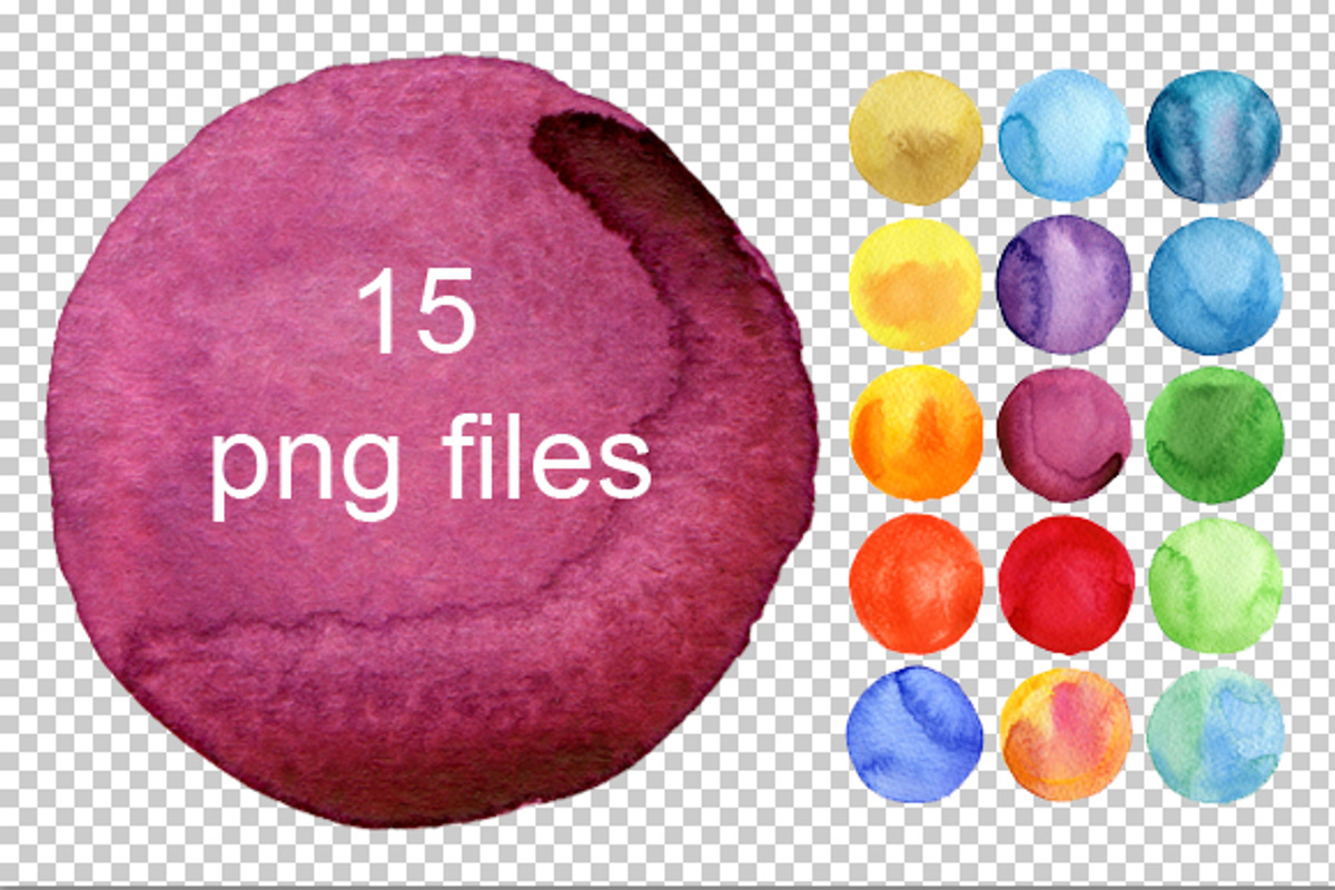 15 PNG circles watercolor, a Texture Graphic by Liliia Rudchenko