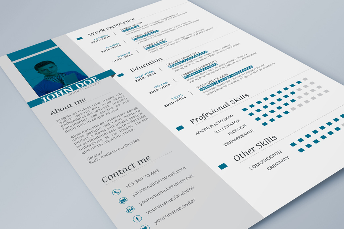 Clean Resume + Cover letter, a Resume Template by sz81