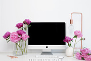 Pink Peonies Desktop Mockup | Mockups ~ Creative Market