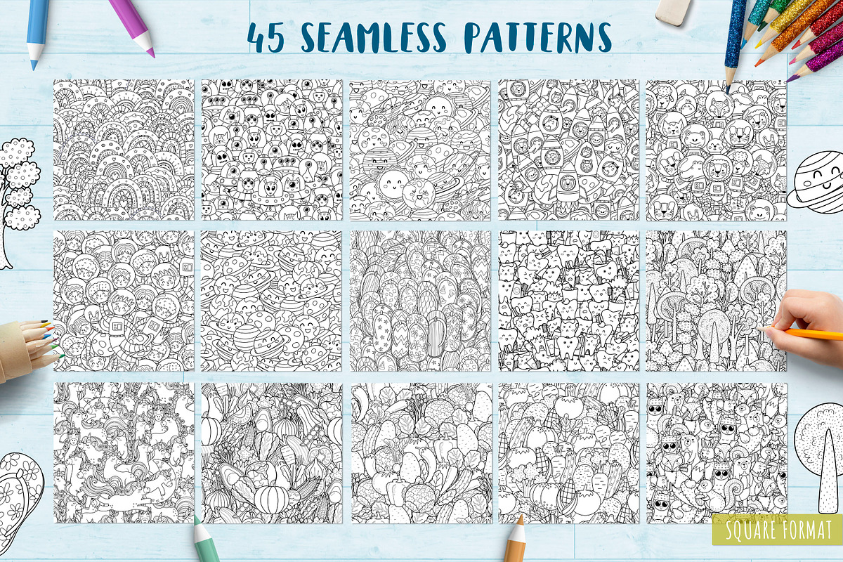 90 Coloring Pages Collection | Creative Market