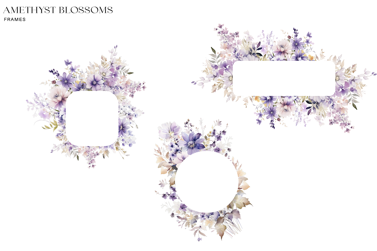 Purple Floral Clipart Watercolor, a Decorative Illustration by Patishop Art