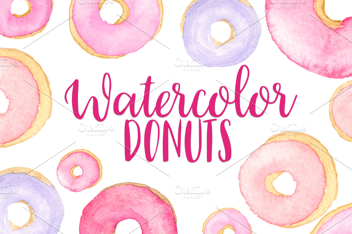 WATERCOLOR DONUTS, a Food Illustration by BilberryCreates