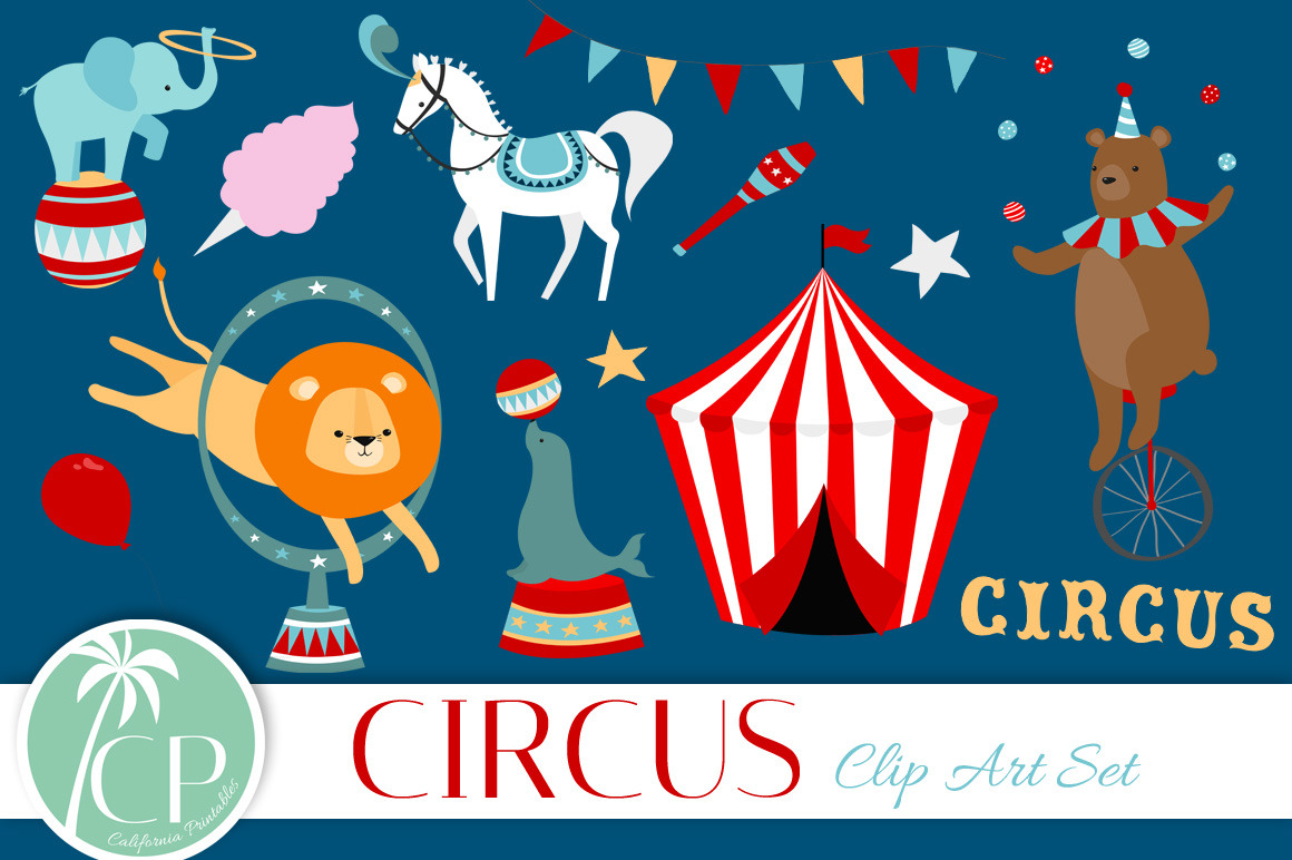 Circus Clip Art Set, an Animal Illustration by Nagore Rodriguez Design ...