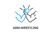 arm wrestling thin line icon, sign, symbol, illustation, linear concept ...