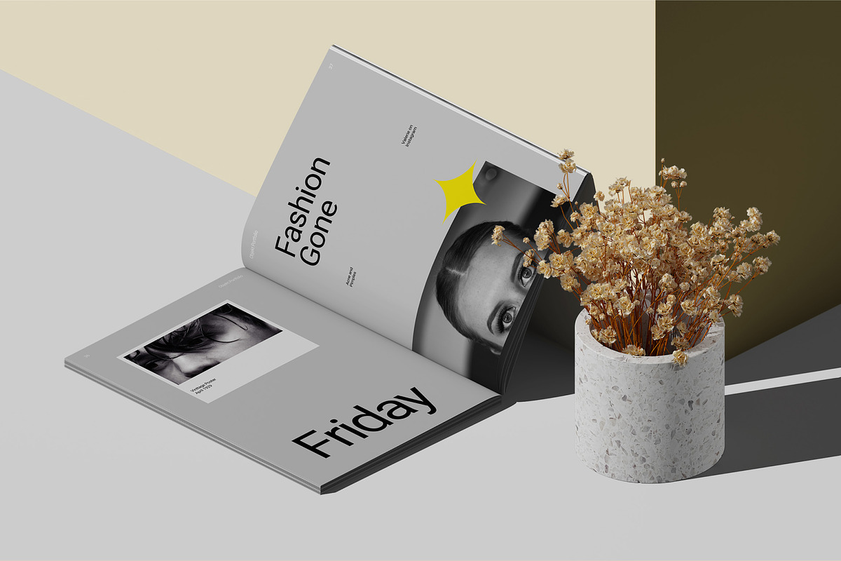 Geometry-magazine mockup kit, a Print Template by Creatoom