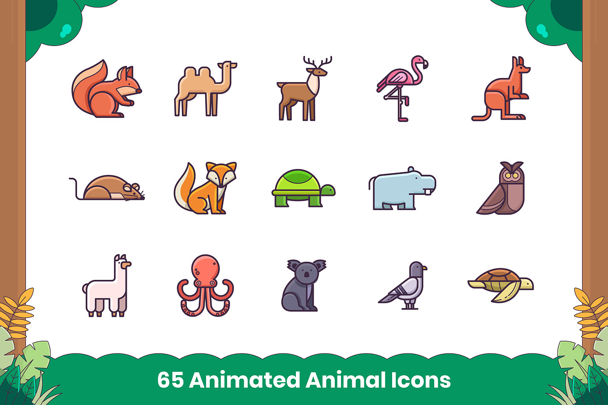 65 Animated Animal Icons, an Icon by Flat Icons