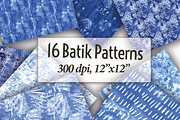 16 Blue Batik Style Patterns, a Pattern Graphic by Liz Plummer ...