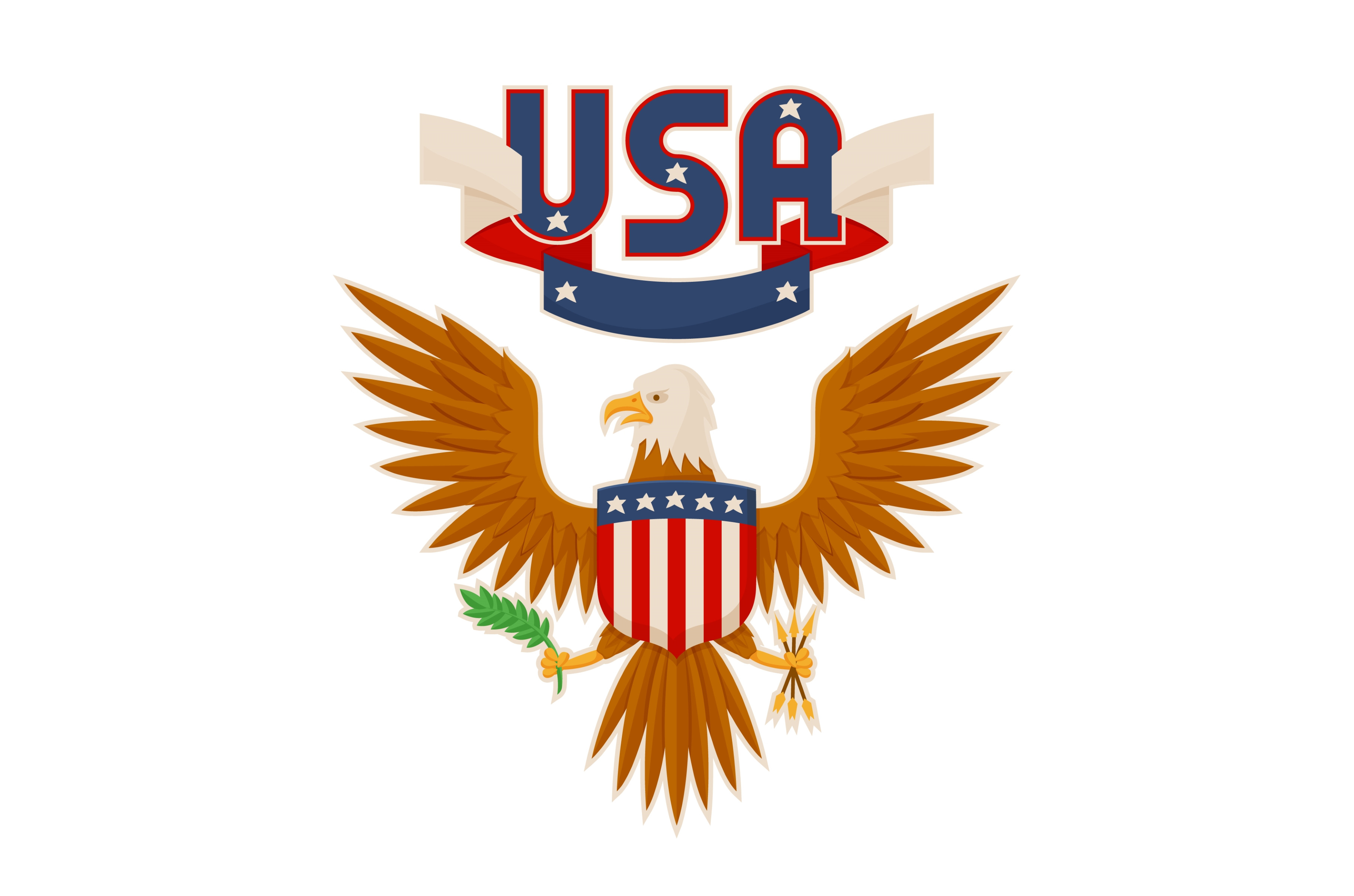 USA Bald Eagle and Flag Poster, an Animal Illustration by robuart ...