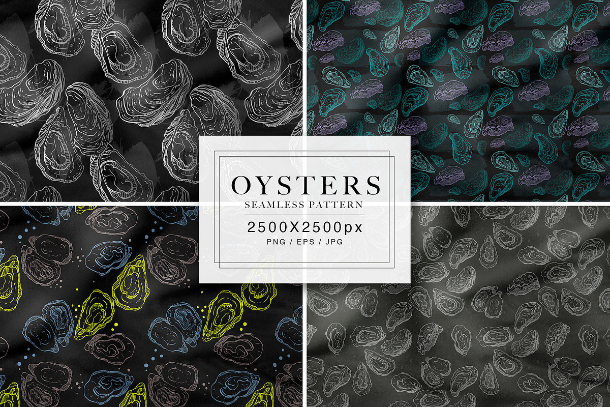 Oysters Seamless Patterns, a Pattern Graphic by Samira