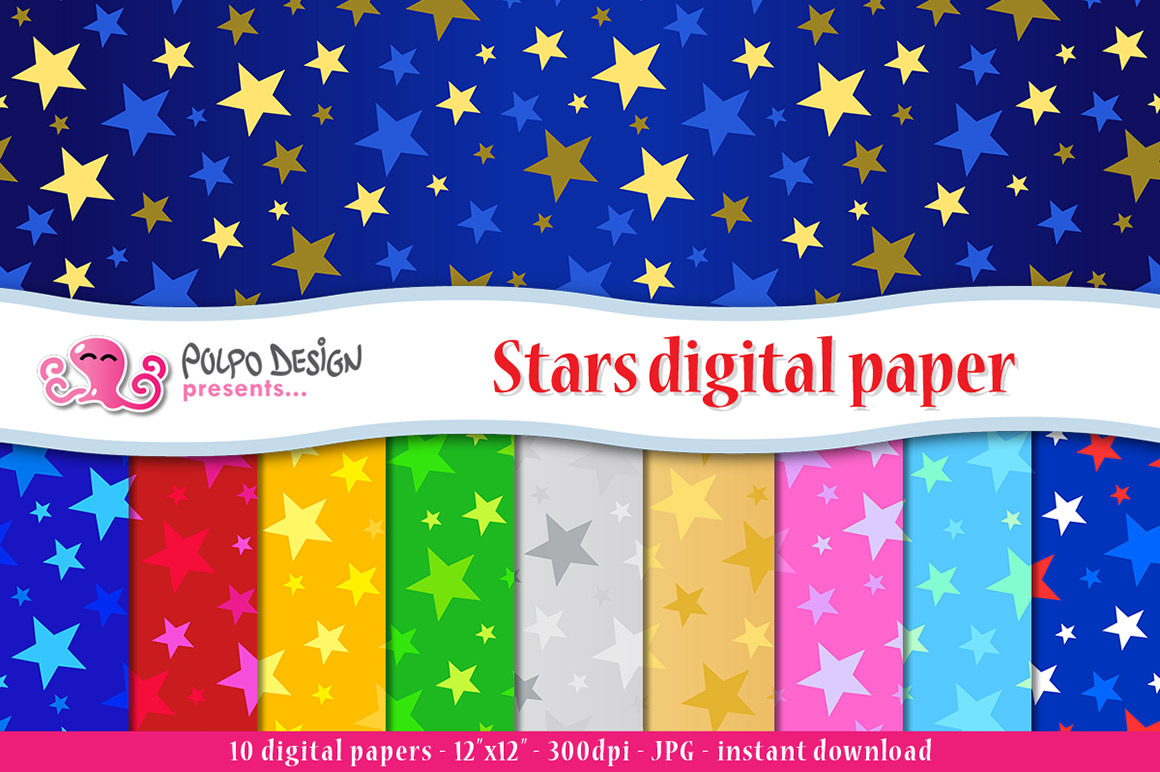 Star Digital Paper, a Pattern Graphic by PolpoDesign