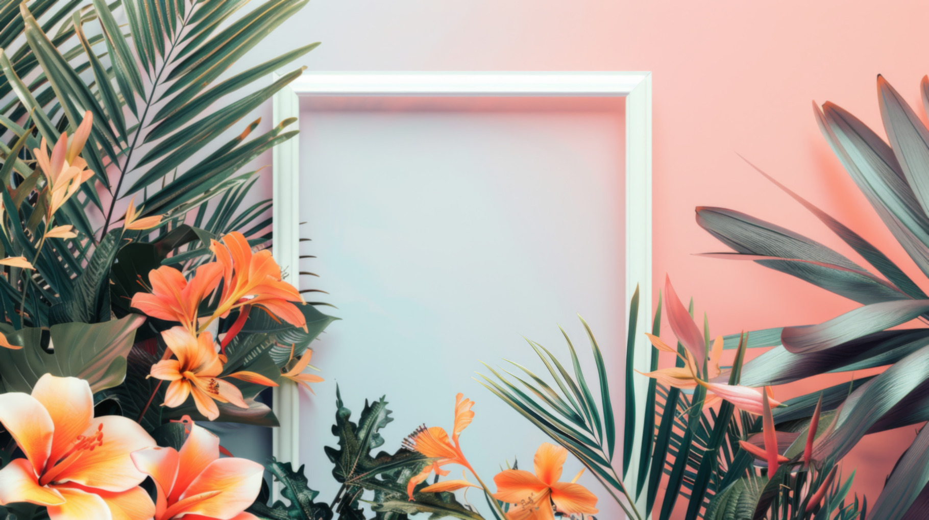 Green Leaves Frame on Colorful Pastel Background, an Abstract Photo by ...