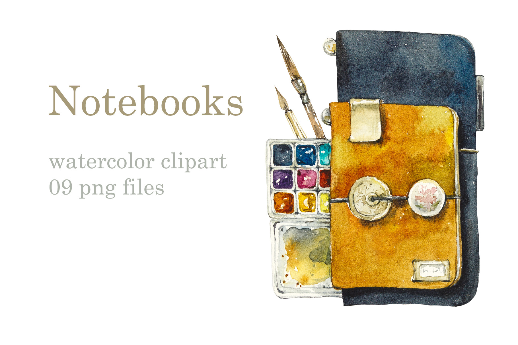 Watercolor travelbooks clip art., an Object Graphic by Budogoshch