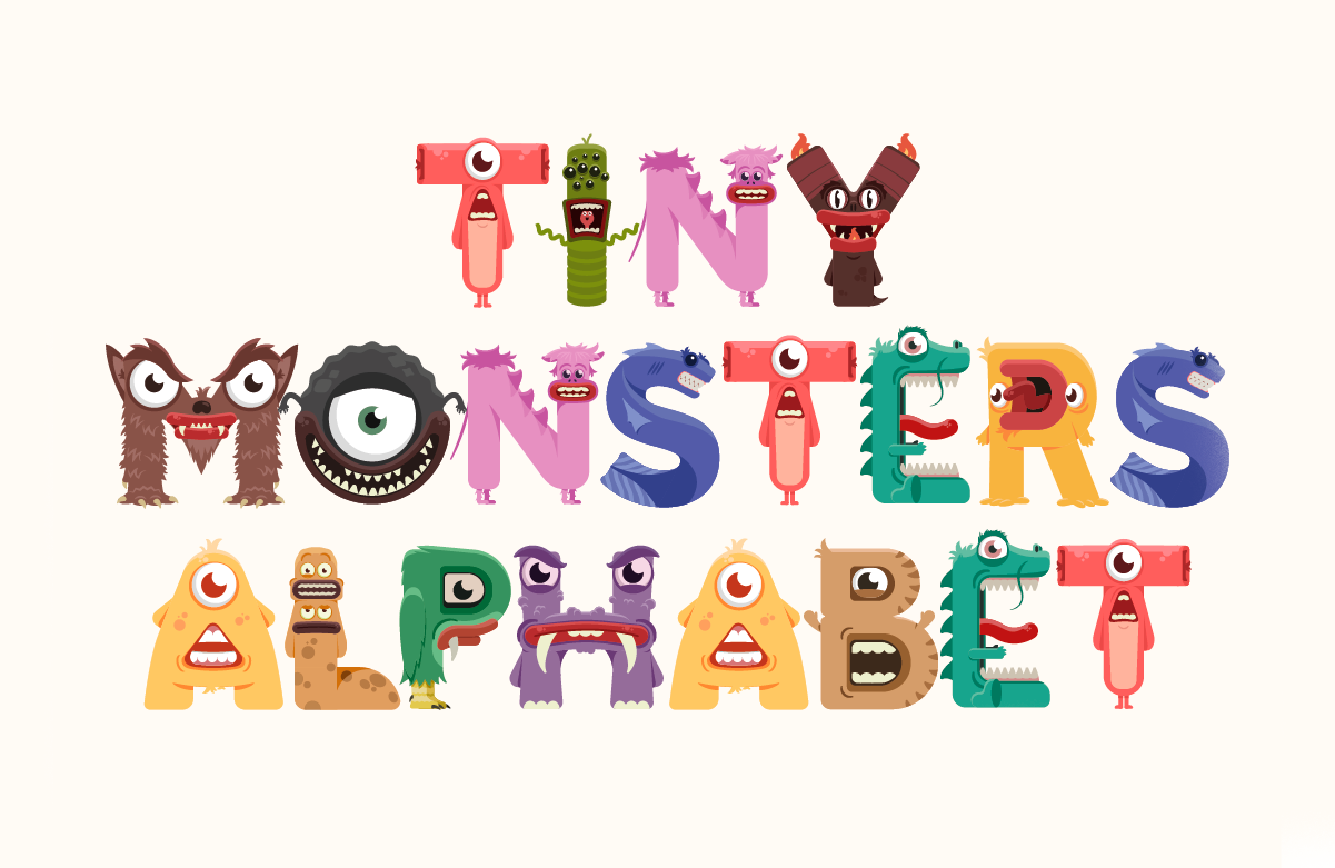 Tiny Monster Alphabet, an Illustration by apujolt | Creative Market