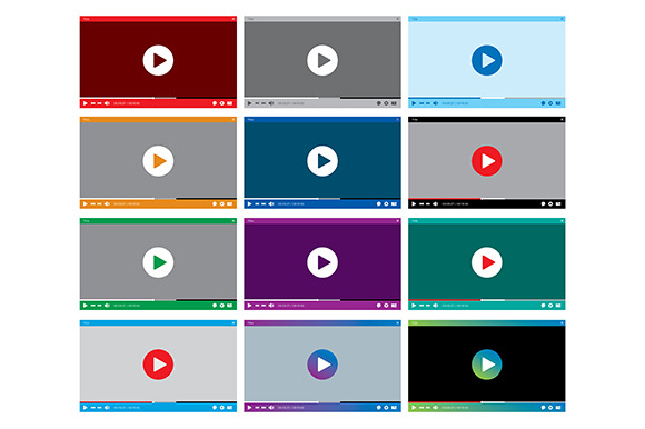 Video Player vector template set, a Templates & Theme by Urazovsky Design