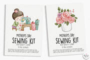 Mother's Day clipart, Sewing kit, a Seasonal Illustration by ...