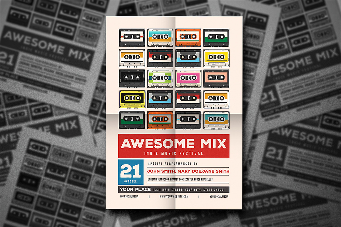 Awesome Mix Gigs Event Flyer, a Flyer Template by Guuver