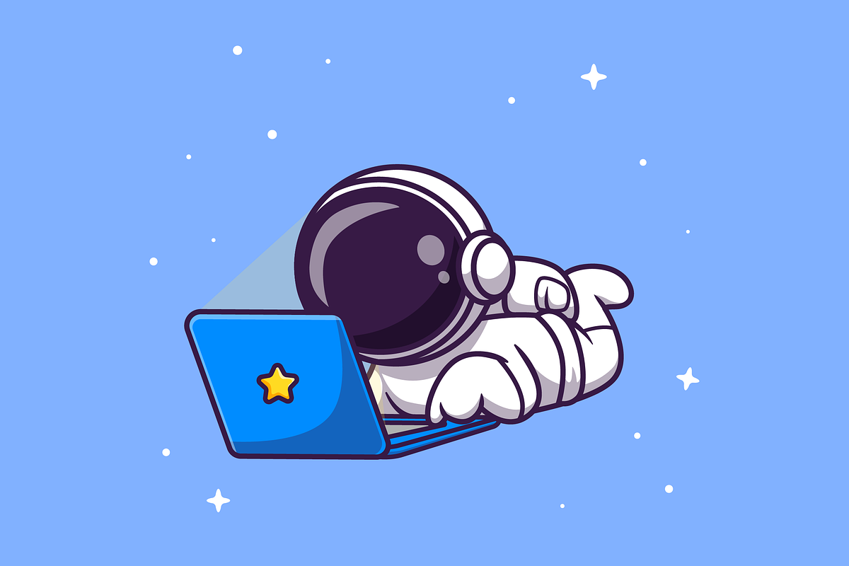 Cute Astronaut Working On Laptop, a Technology Illustration by Catalyst ...