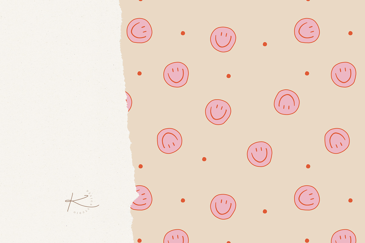 PEACH SMILE PATTERN / seamless, a Pattern Graphic by KruthDesign
