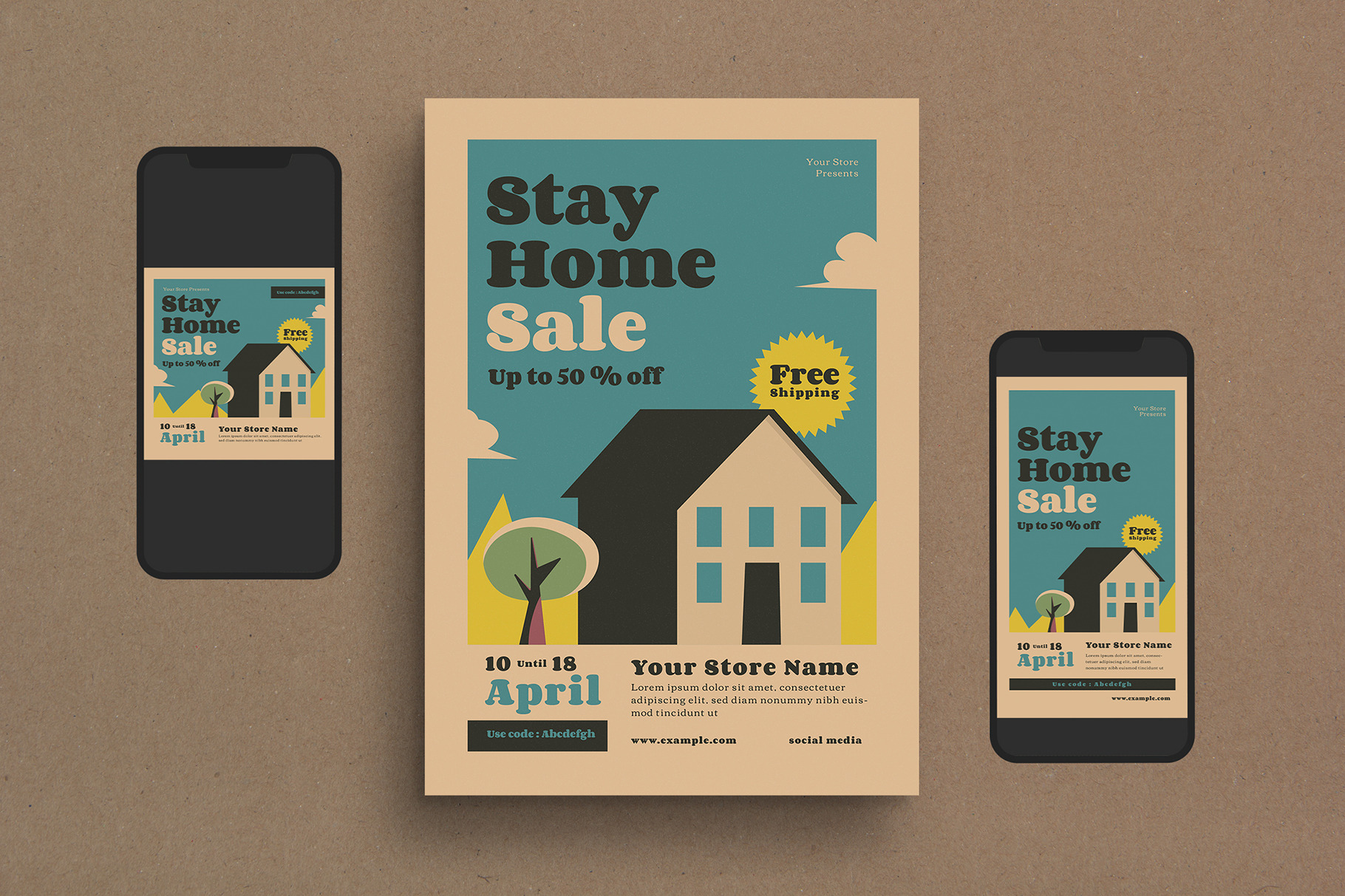 Stay Home Sale Flyer Set, a Flyer Template by Guuver