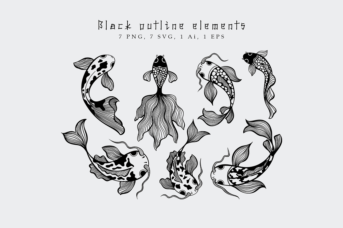 Japanese Koi Fish Vector Patterns, a Pattern Graphic by ilonitta