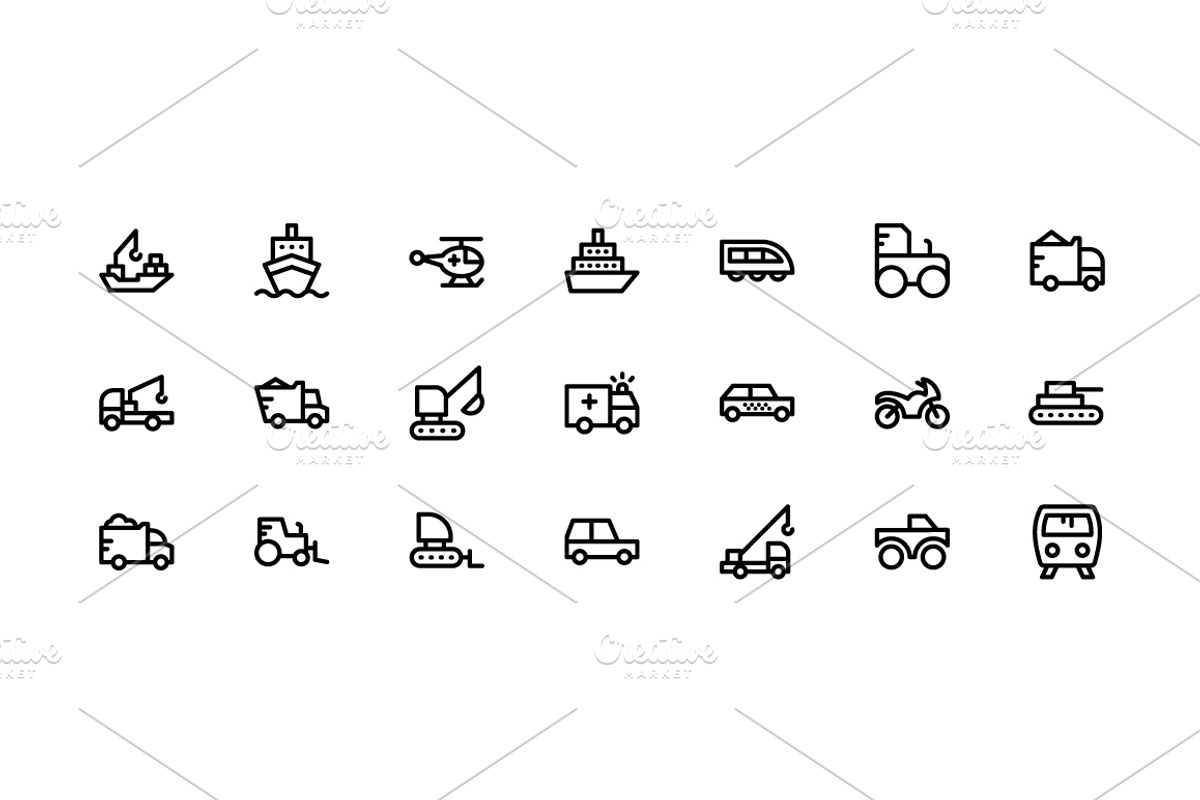 125+ Cute Transport Vector Icons, an Outline Icon by Prosymbols
