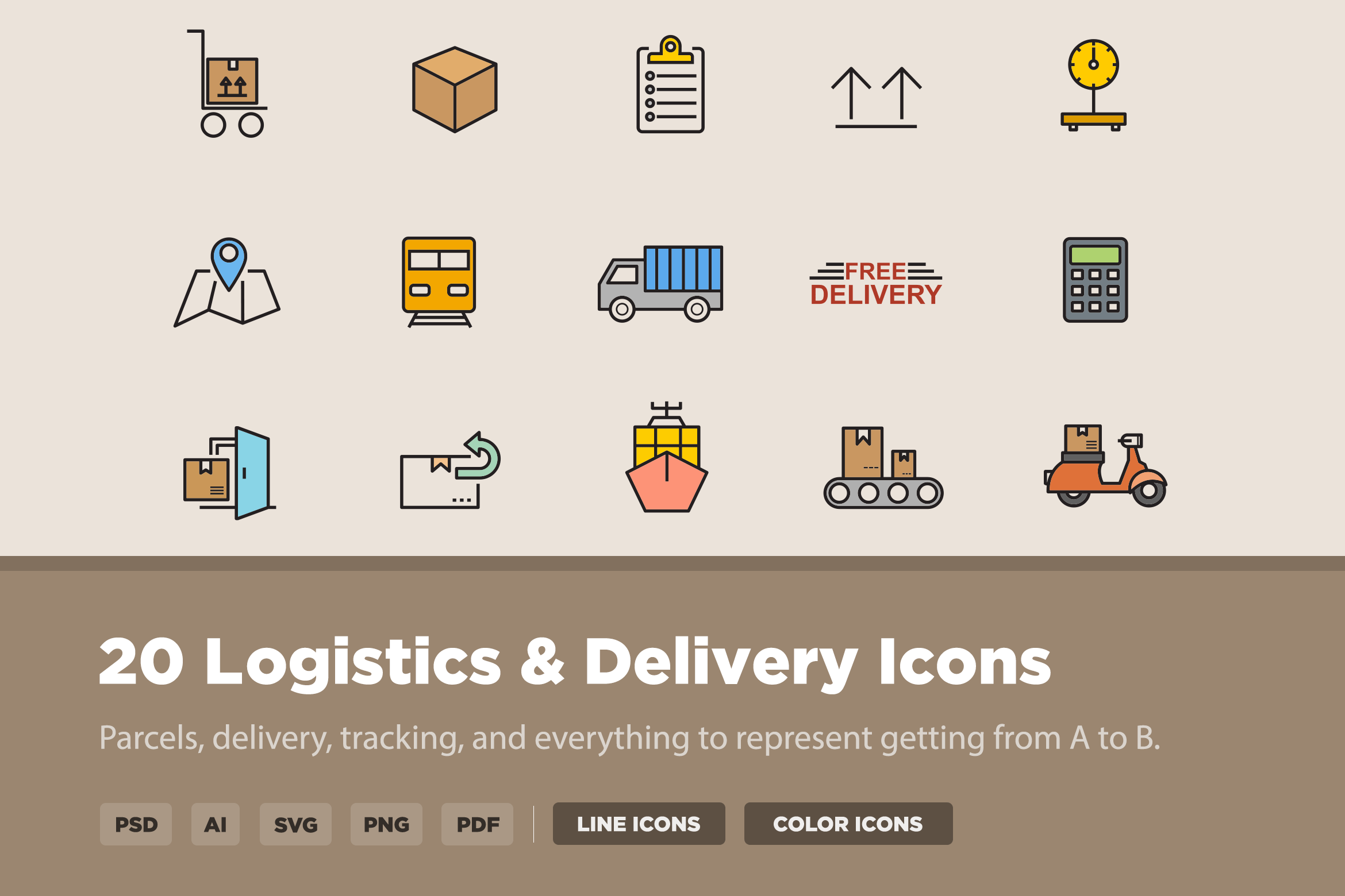 20 Logistics and Delivery Icons, an Outline Icon by Creative VIP
