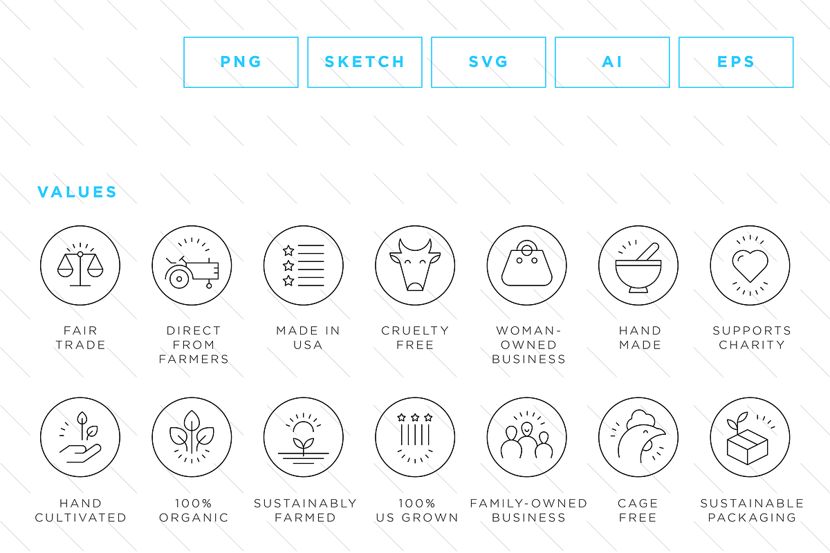 Food value icons package, an Outline Icon by Vineta Rendon