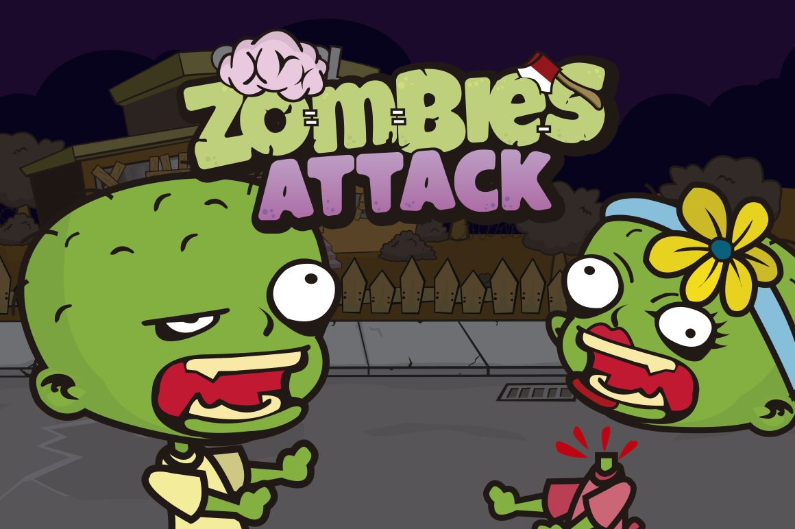 Zombies Attack Game GUI Set, an Illustration by DeLaGranSiete