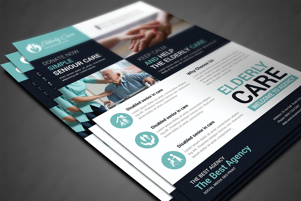 Elderly Care: Flyer Template, a Flyer Template by AfzaalGraphics