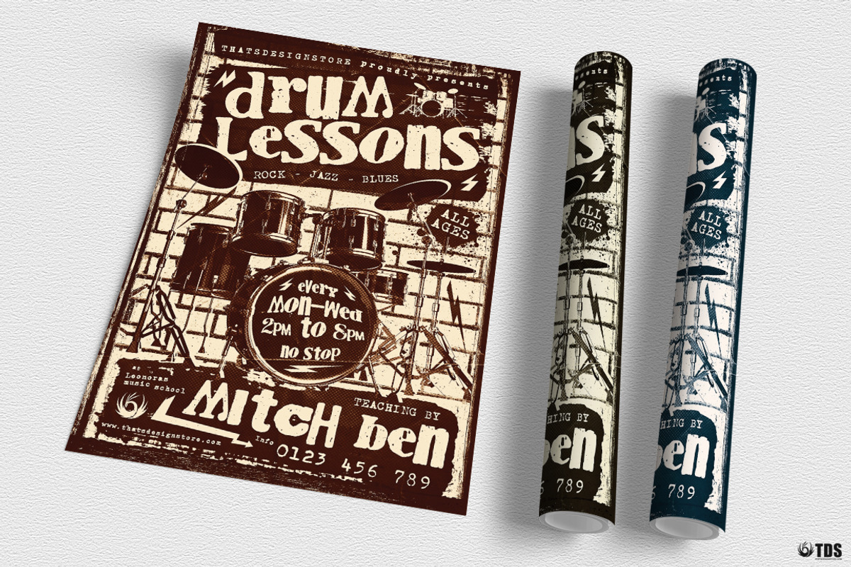 Drum Lessons Flyer PSD Design Template