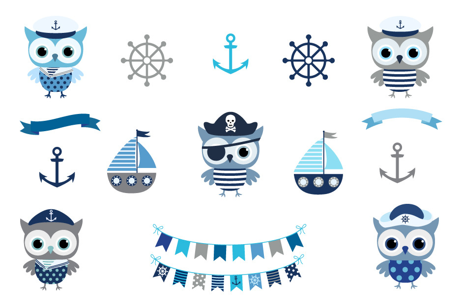 Cute Nautical Sailor Owl Clip Art | Animal Illustrations ~ Creative Market