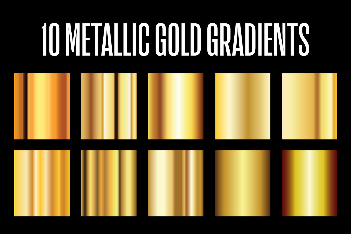 10 Metallic Gold Gradients .AI File, a Gradient Add-On by P-G-H