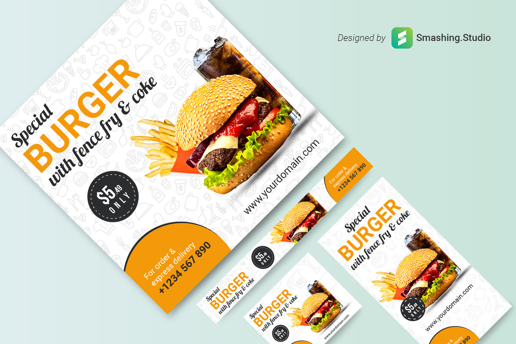 Burger Web Banner Set, a Templates & Theme by Smashing_Studio