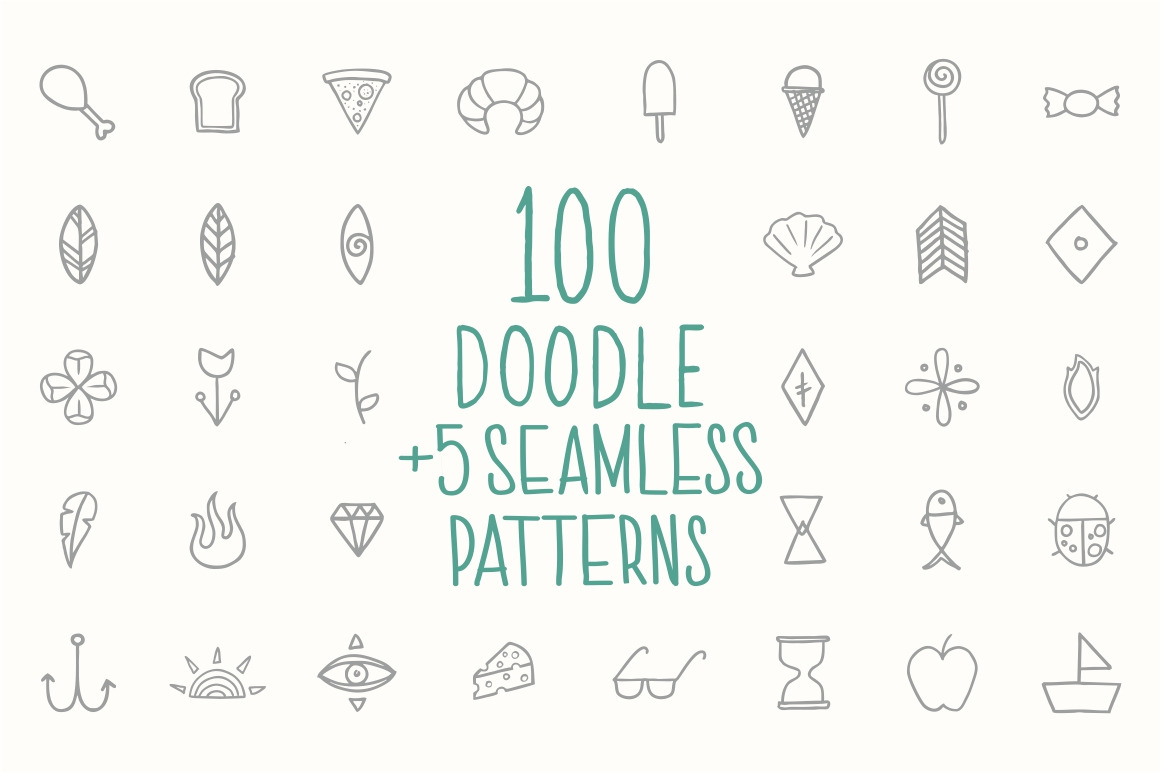 100 Doodle + 5 Seamless Patterns, a Decorative Illustration by ...
