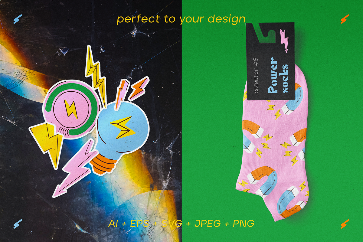 Fancy lightning set + BONUS, an Object Illustration by my.ordinarty