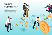 Isometric winner illustration, a Decorative Illustration by Macrovector