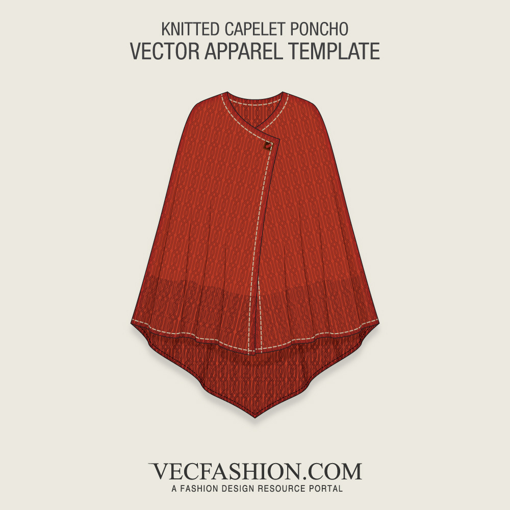Knitted Capelet Poncho Vector, an Illustration by VecFashion Ltd.