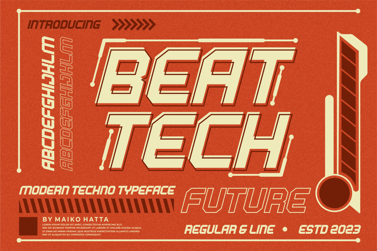 Beat Tech - Modern Techno Typeface, a Sans Serif Font by MaikoHatta