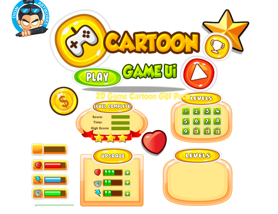 Cartoon Game Ui Set 07, an Illustration by DionArtworks