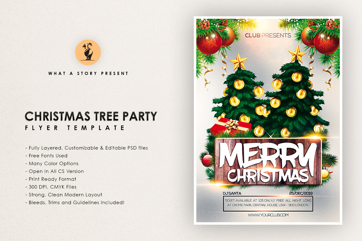 Christmas Tree Party, a Flyer Template by What a Story
