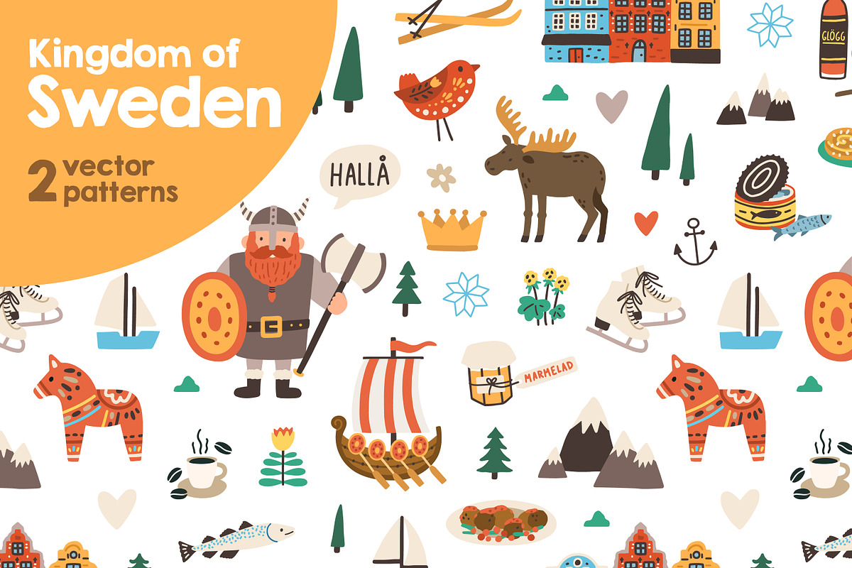Swedish symbols seamless patterns, a Pattern Graphic by Good Studio