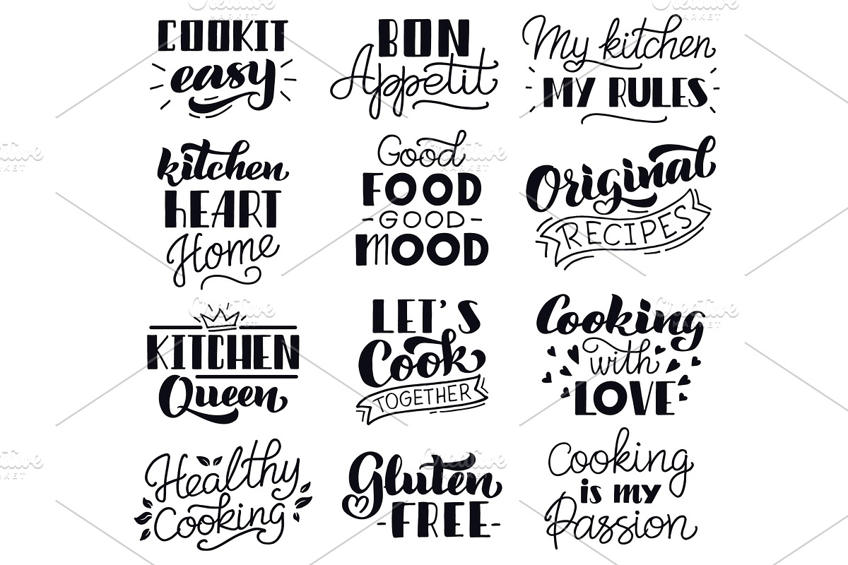 Food cooking lettering. Kitchen hand, a Graphic by winwin.art ...