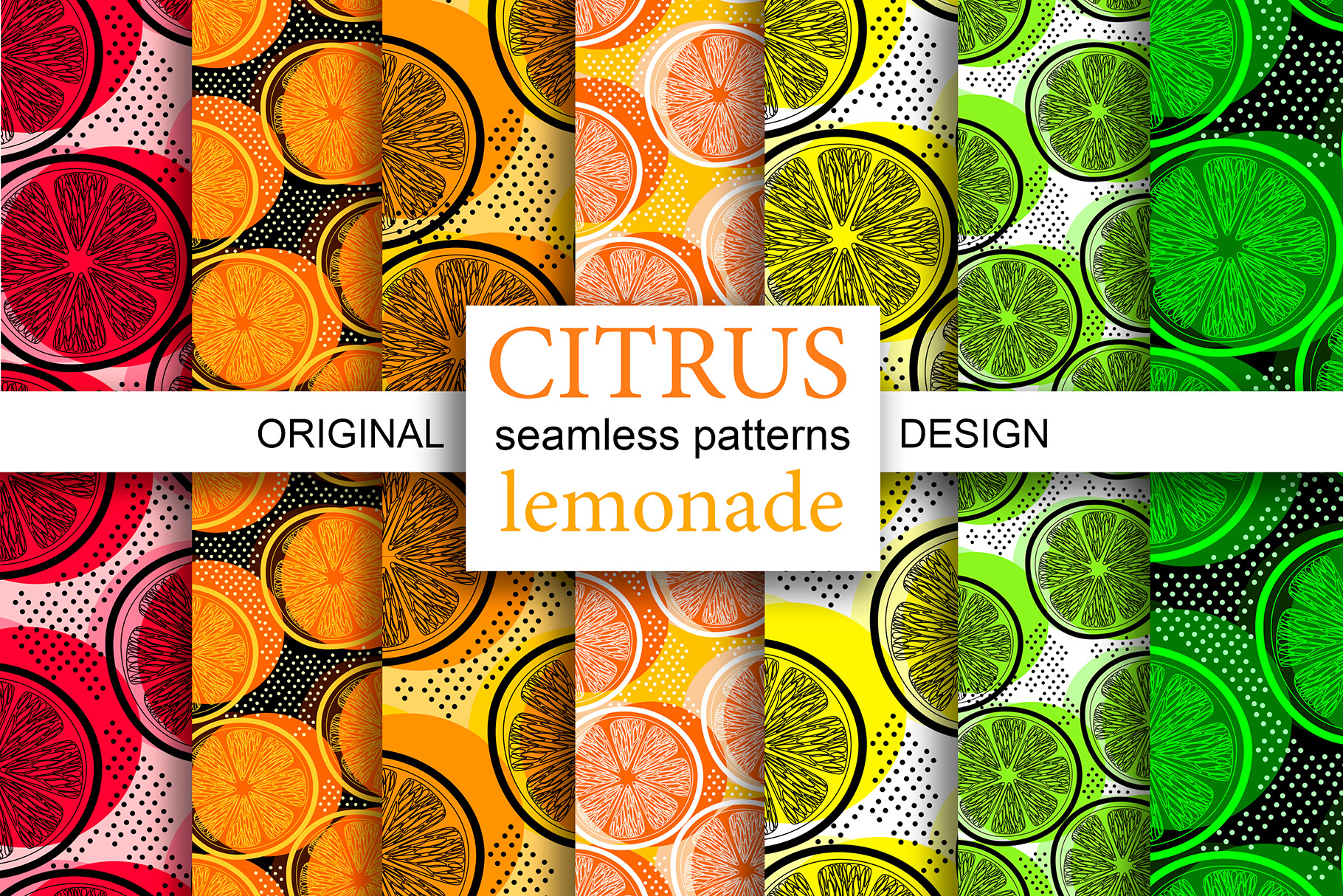CITRUS lemonade patterns, a Pattern Graphic by Retro Graphic Box
