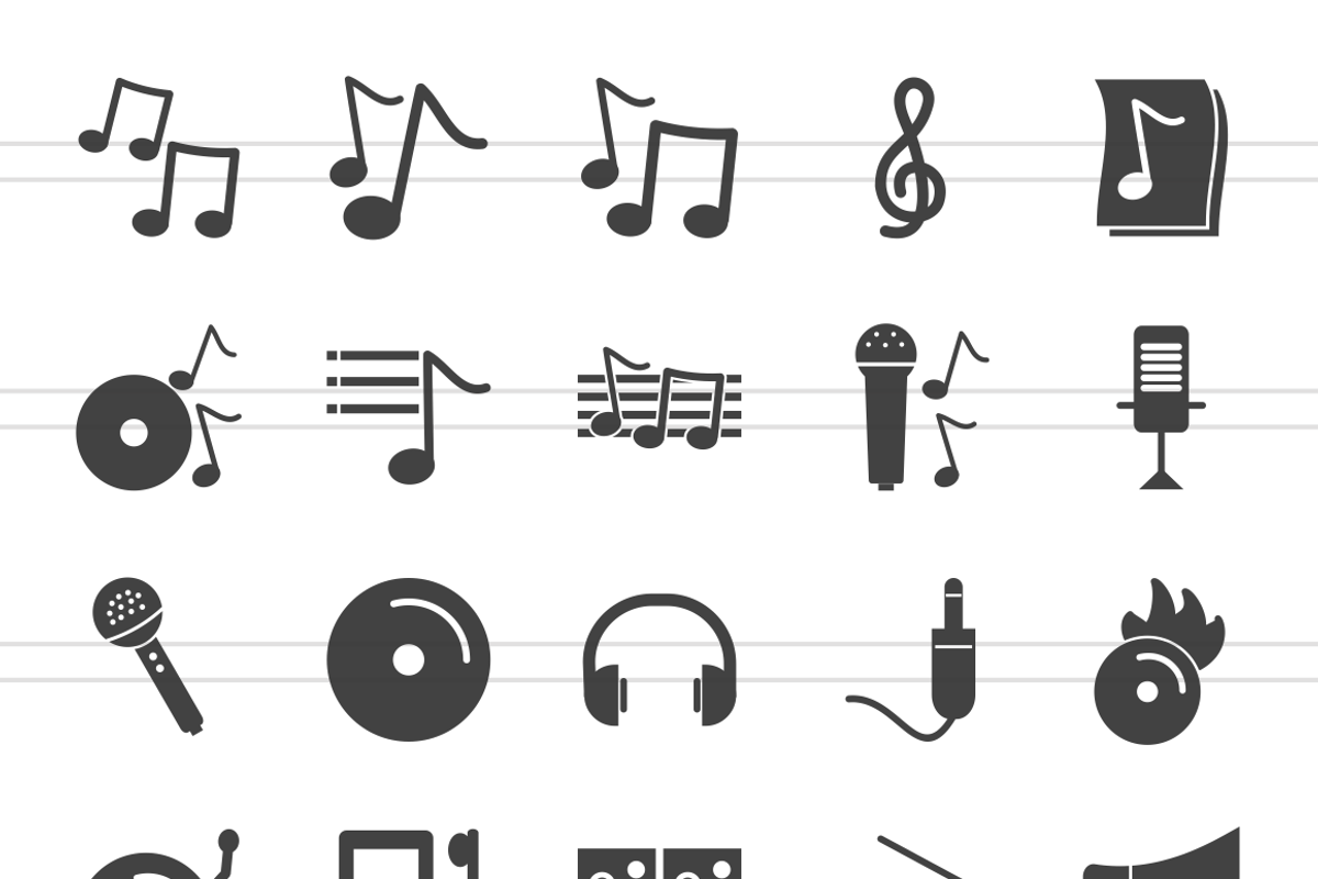 50 Music Glyph Icons, an Icon by IconBunny