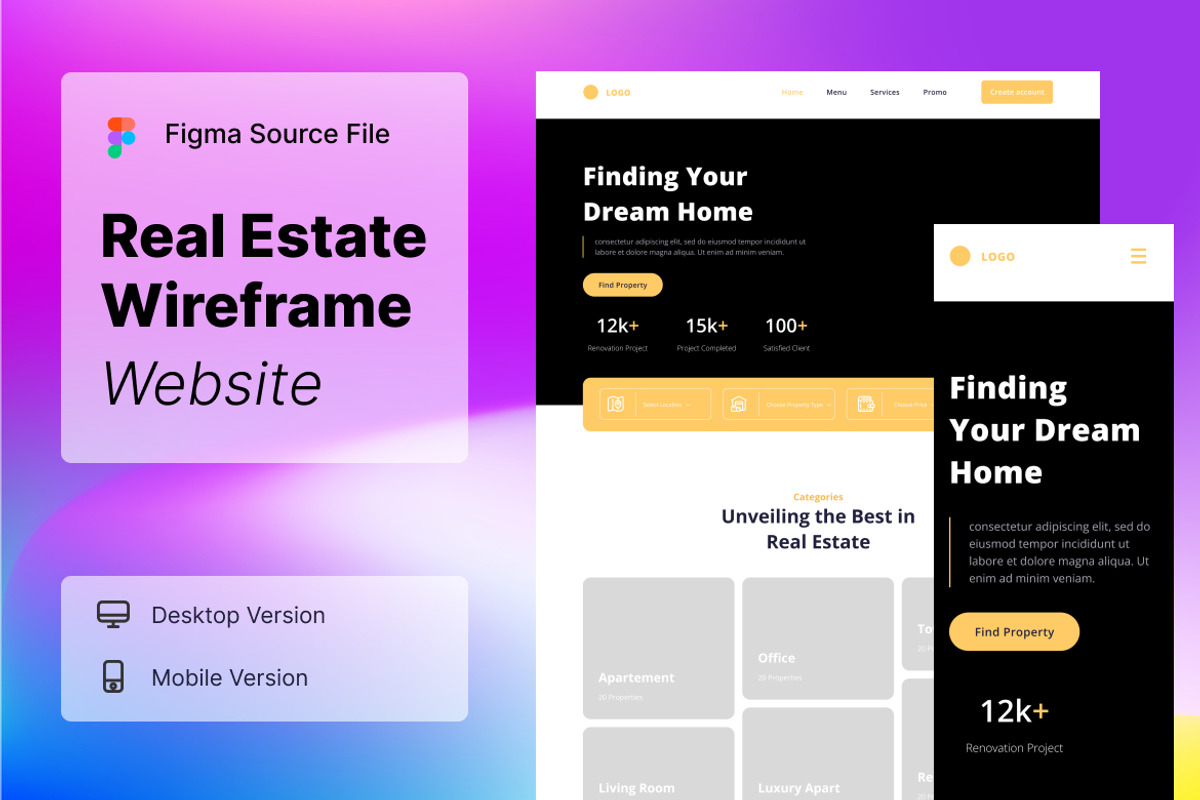 Real Estate Wireframe Website