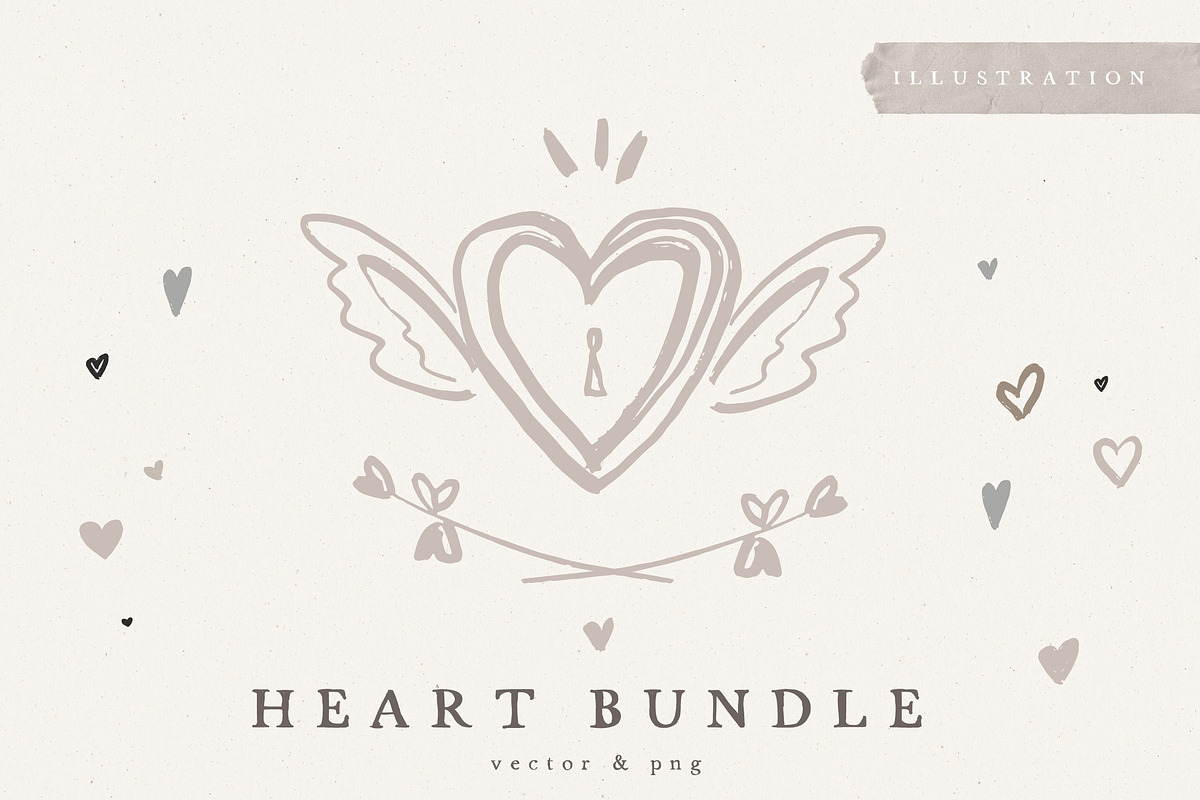 ROMANTIC HEART BUNDLE / png & vector, an Illustration by KruthDesign