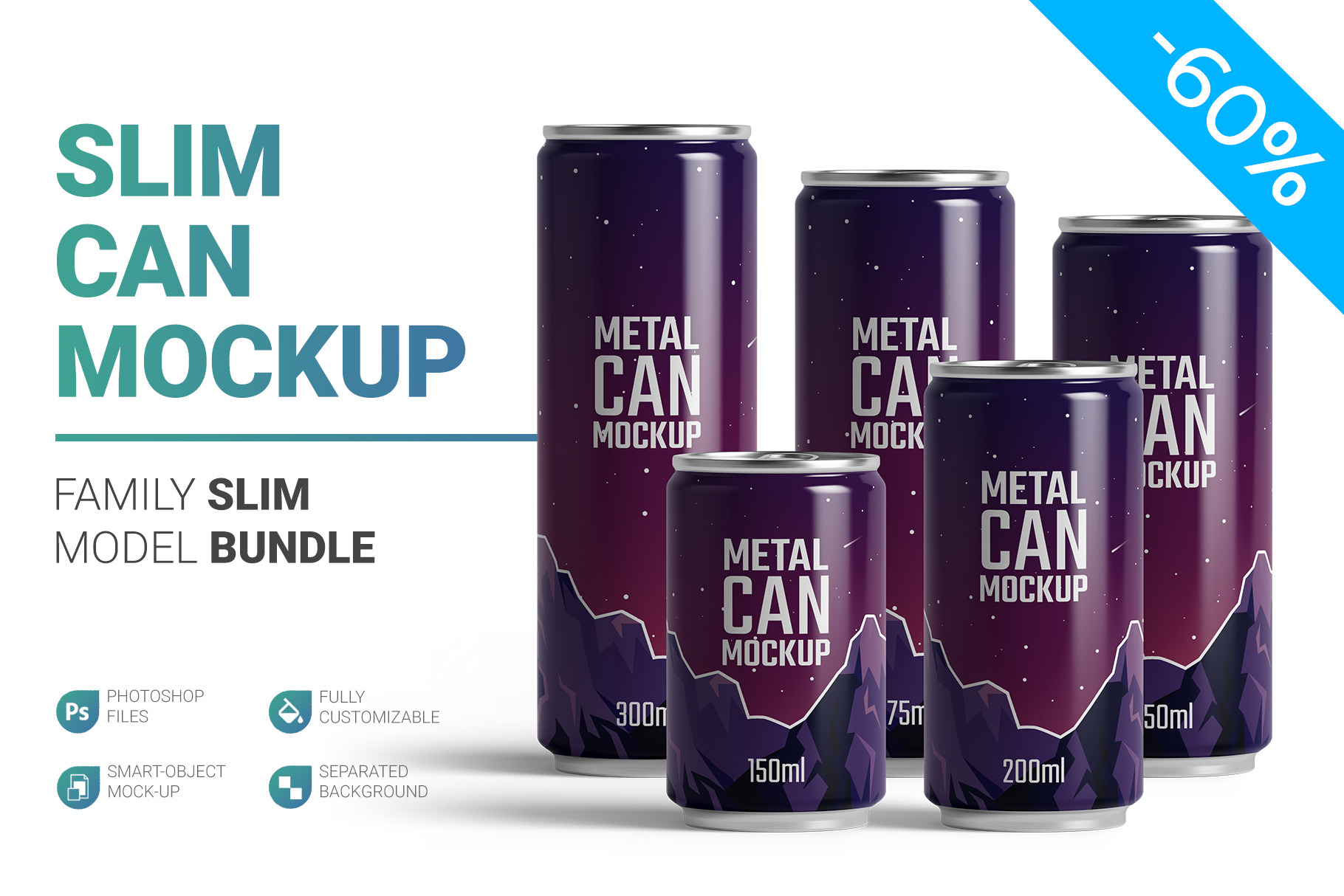 Slim Can Mockup, a Packaging Mockup by AY Mock-Ups